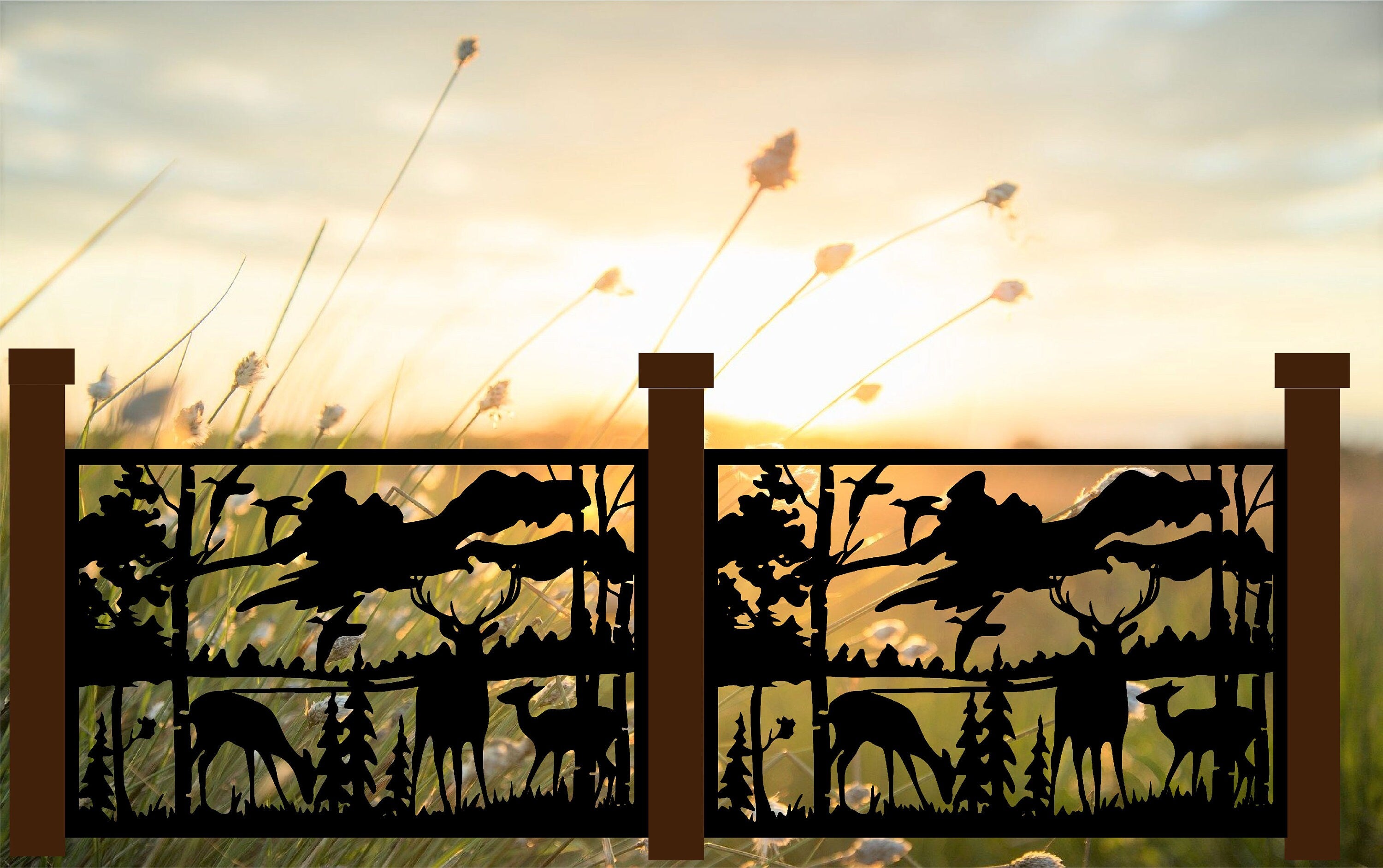 Rustic Wildlife Scene Panel Art With Deer and Flying Ducks – FabriPlas ...